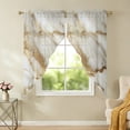 Abstract Art Sheer Curtains Swag Valances for Windows White Marble ...