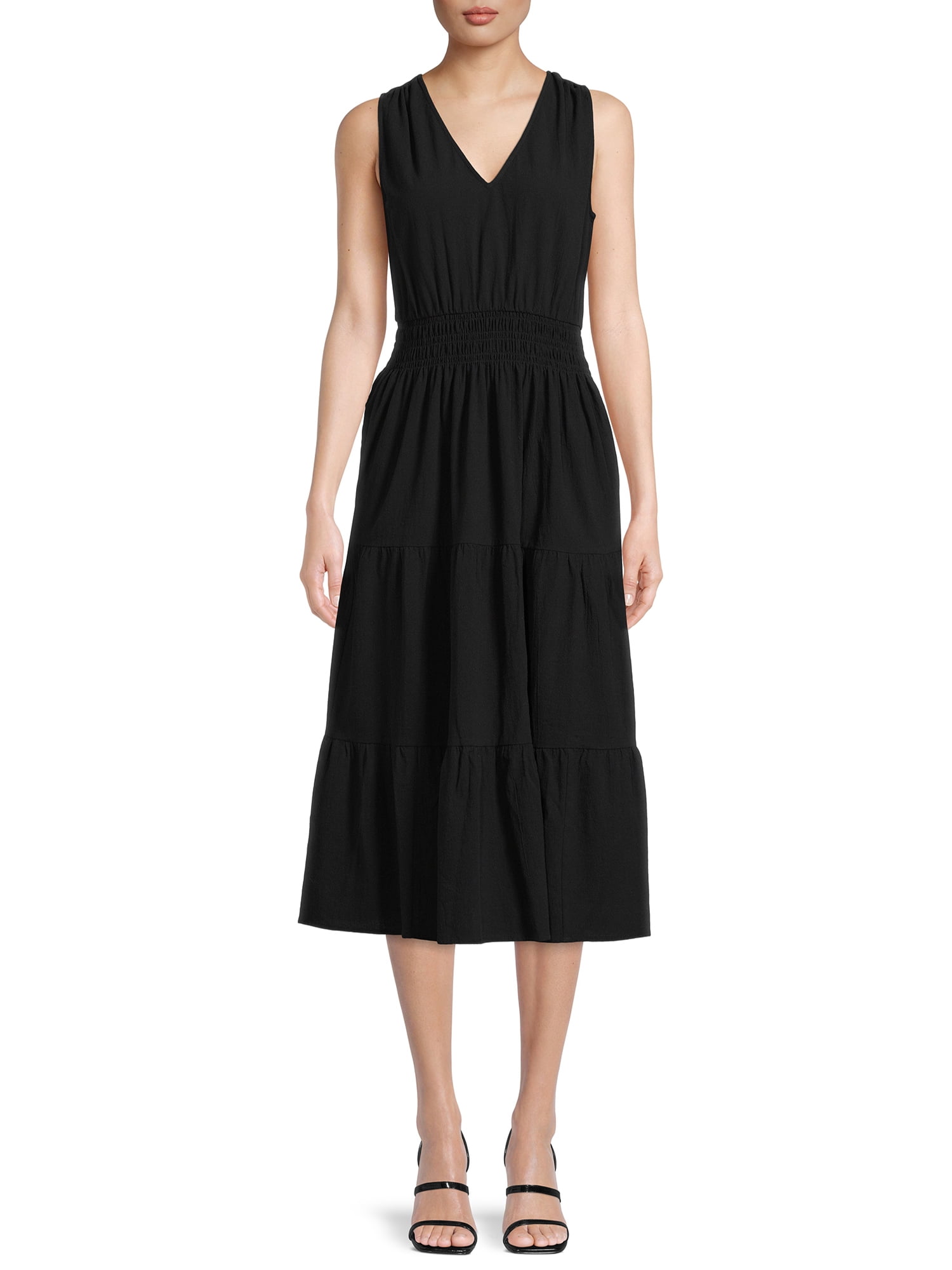 The Get Women's Sleeveless V-Neck Midi Dress - Walmart.com