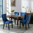 Oduse Daily Set Of 4 Velvet Dining Chairs Navy Blue Tufted Fabric