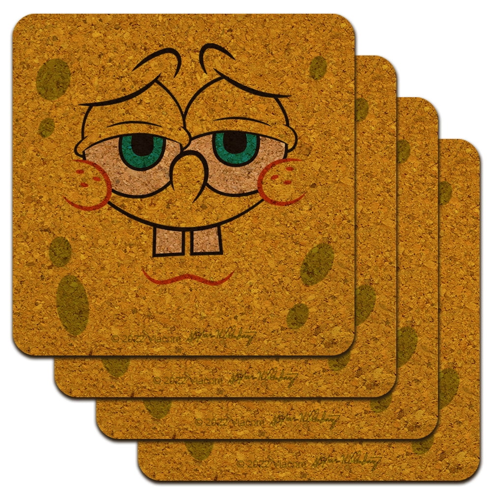 SpongeBob Confident Face Low Profile Novelty Cork Coaster Set - Walmart.com