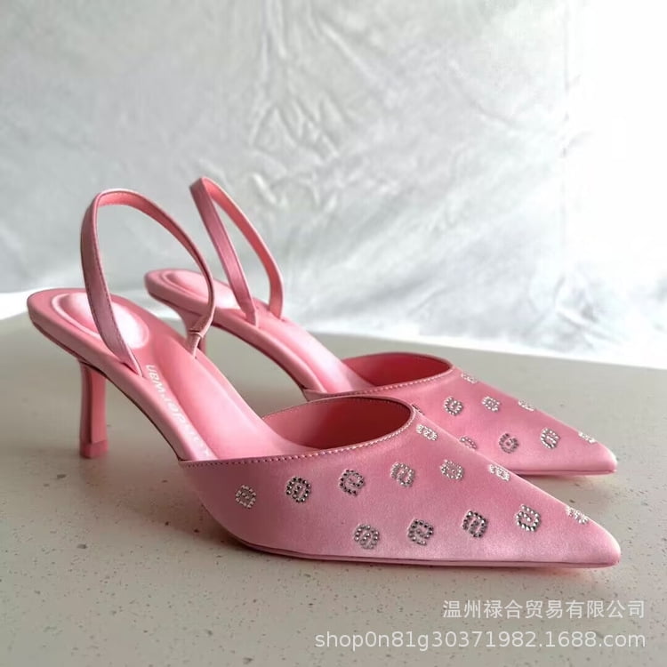 Muller shoes women‘s new rhinestone embellished satin high heels with ...