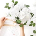 60pcs Artificial Roses Flowers with stem and 10pcs Green Leaves Real ...