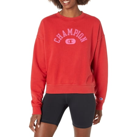 Champion Women's Powerblend Vintage Crew, Arch Logo, Solar Wash New ...