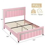 4 EVER WINNER Full Bed Frame, Velvet Upholstered Bed Frame with Diamond ...