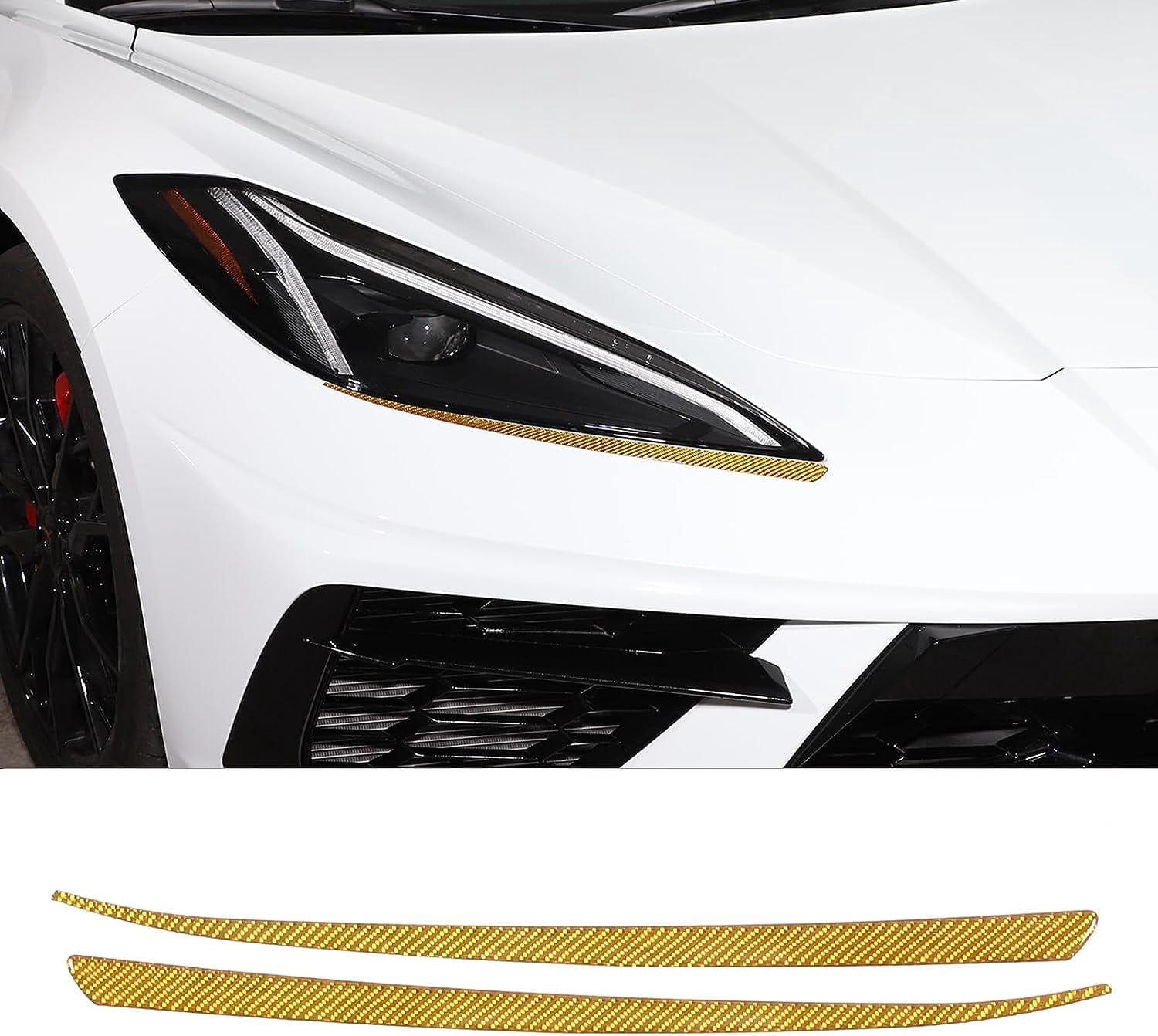 TINKI Real Carbon Fiber Front Headlights Cover Lower Eyebrow Trim Fit ...