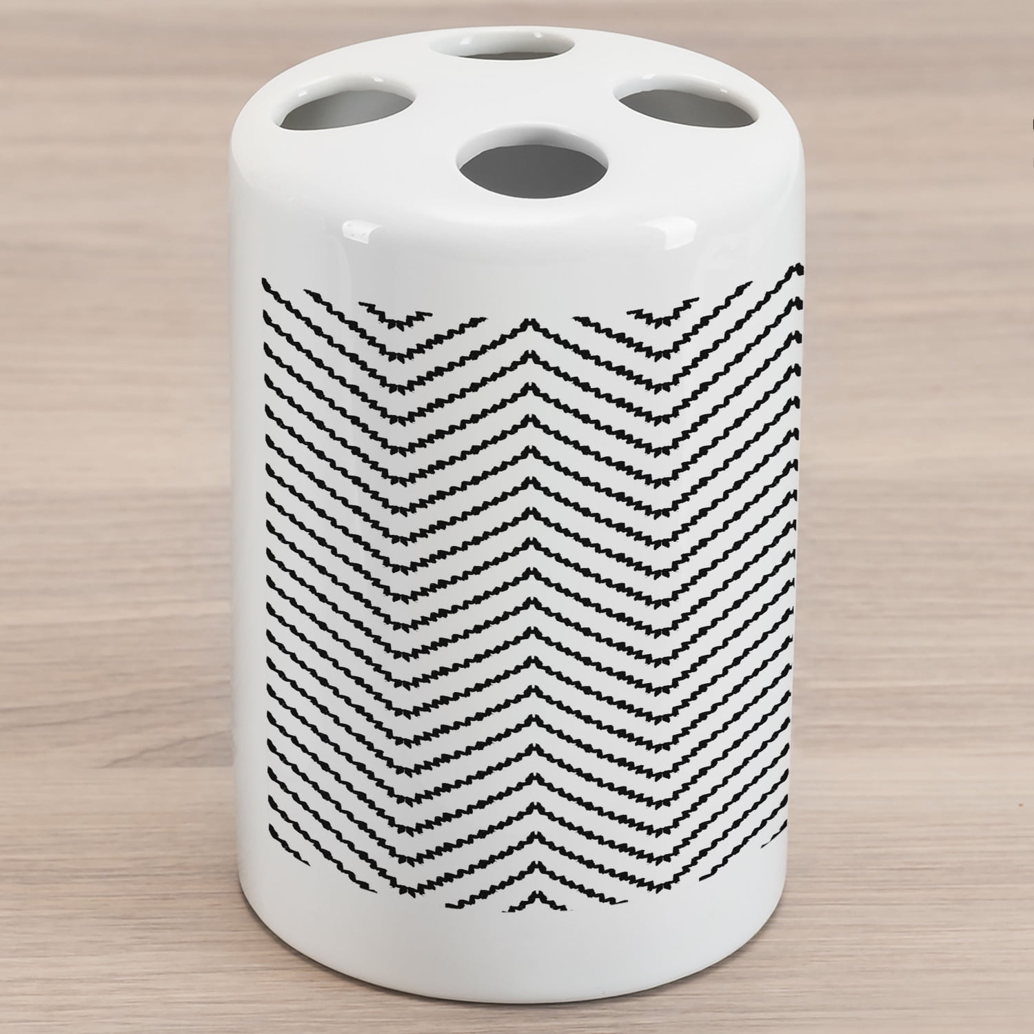 Modern Ceramic Toothbrush Holder, Geometric Triangle Shapes Zig Zag ...