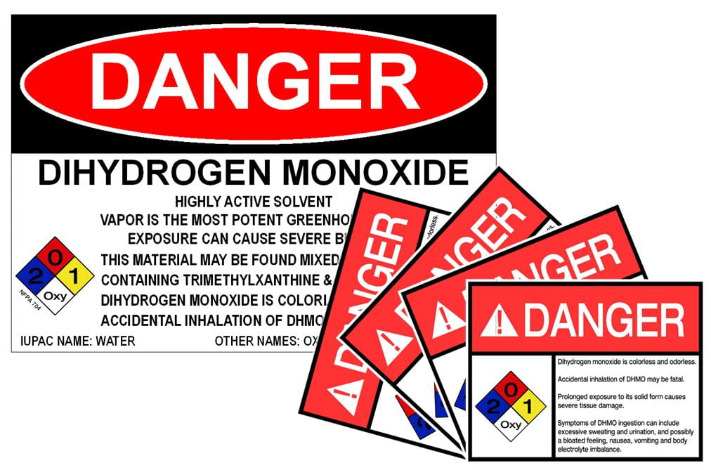 DHMO Dihydrogen Monoxide Warning Sign & Sticker Set - Walmart.com