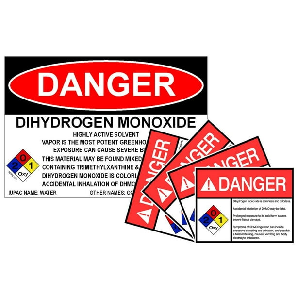 DHMO Dihydrogen Monoxide Warning Sign & Sticker Set - Walmart.com