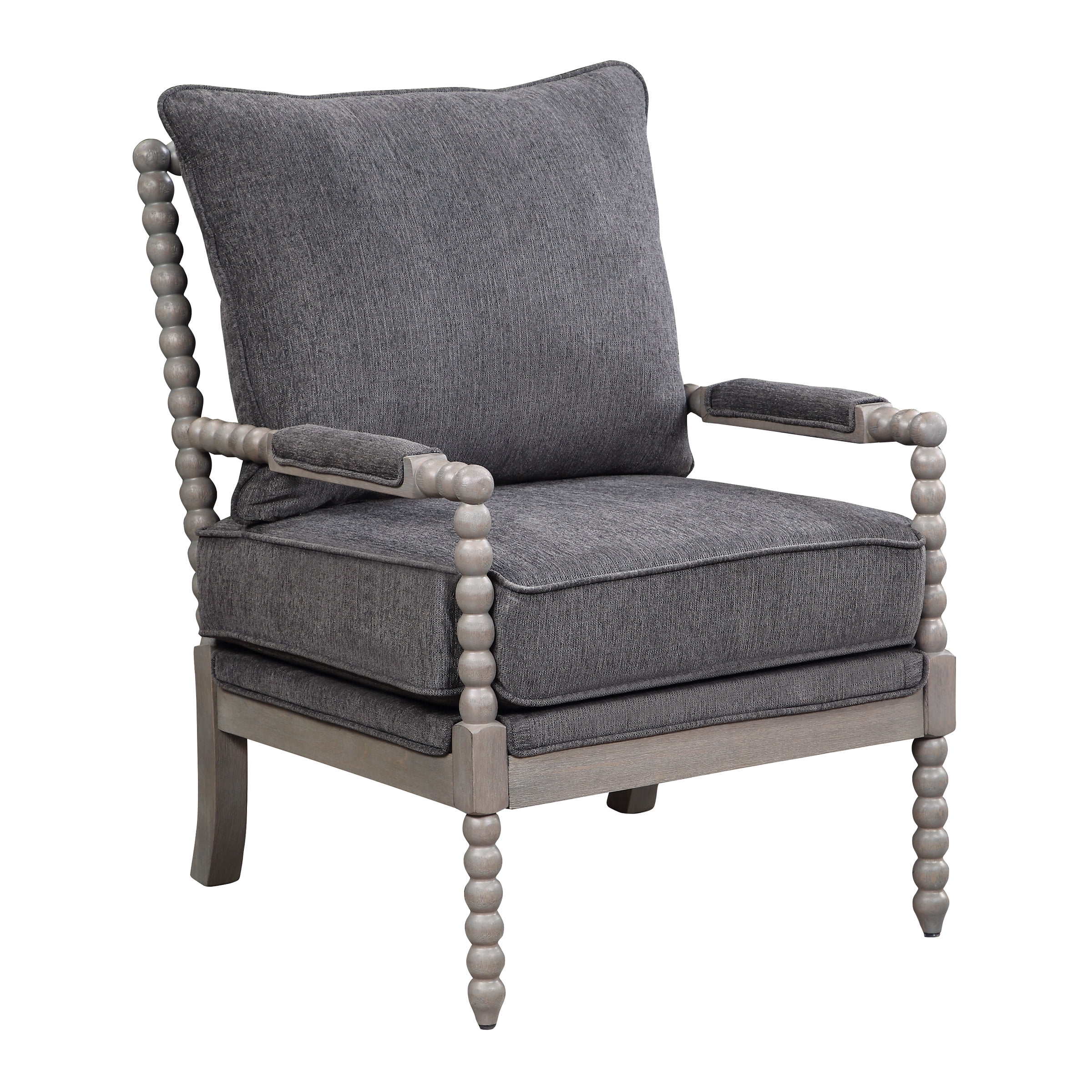 OSP Home Furnishings Abbott Chair in Charcoal Fabric with Brushed Grey ...
