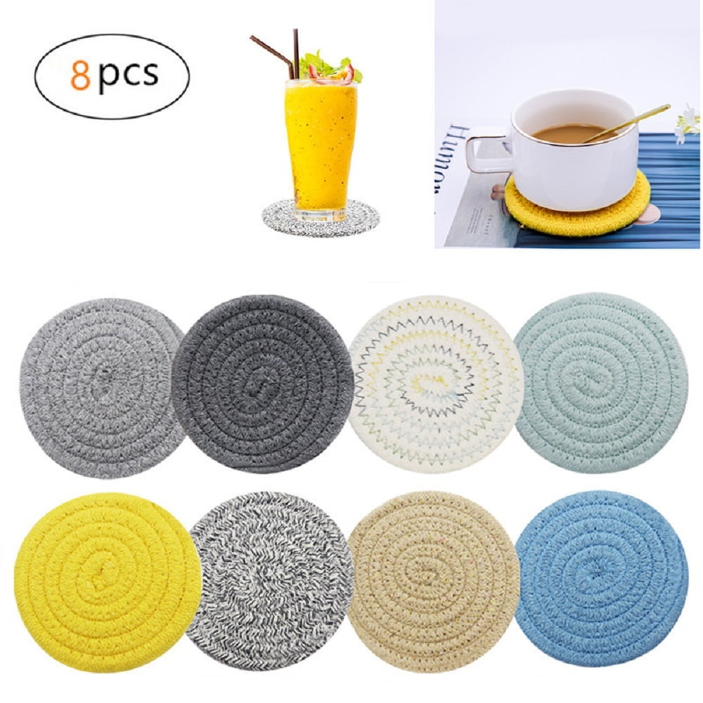 8 Pcs Drink Coasters Minimalist Cotton Woven Coaster Set for Home Decor ...