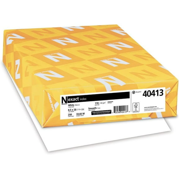 Neenah Exact Index Card Stock, 8.5 x 11 Inch, 90 lb, White, 250 Sheets ...