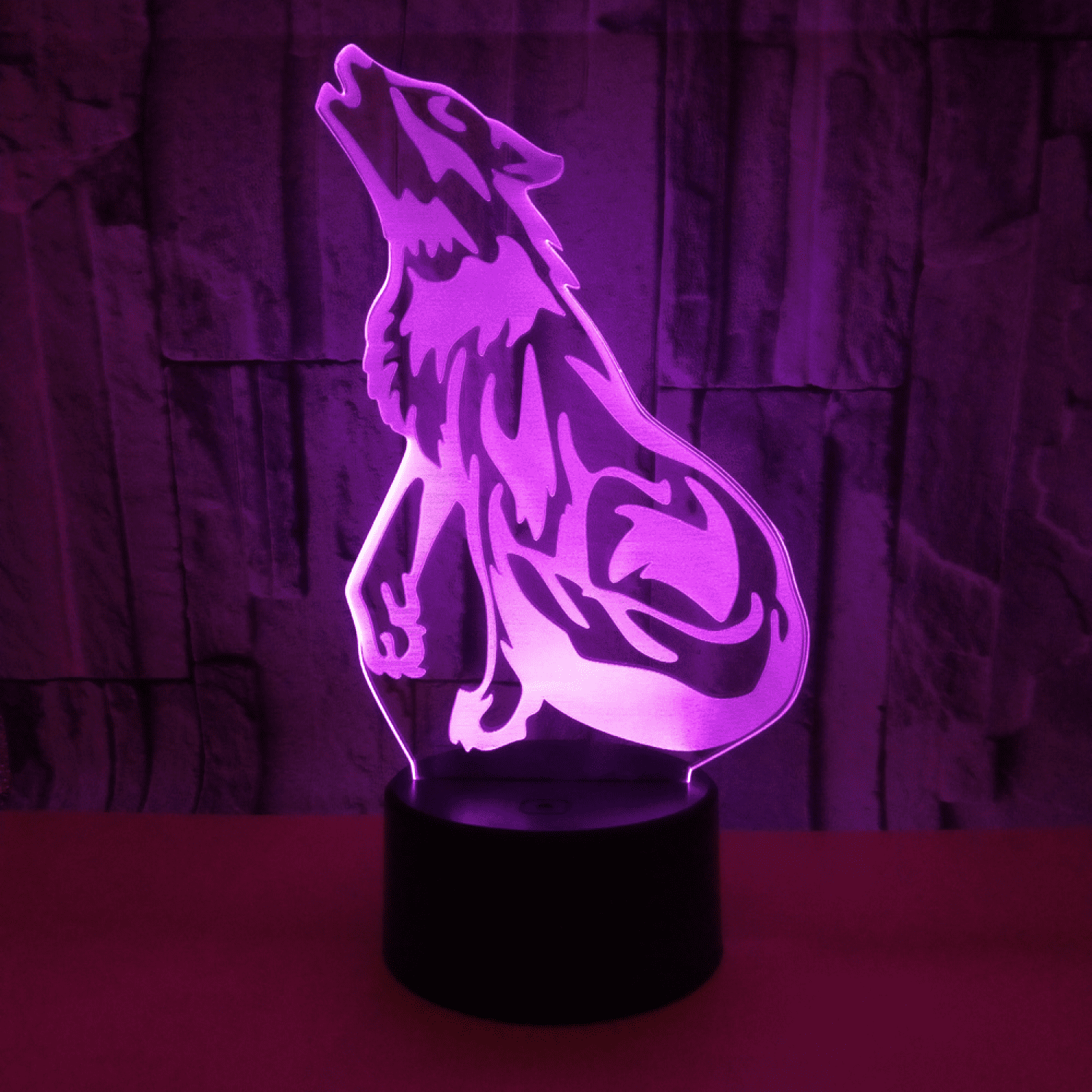 YSITIAN Wolf 3D Lamp Optical Illusion Night Light 7 Color Changing ...