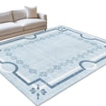 Blue Farmhouse Washable Living Room Rugs 6'x9', Linen Texture Geometric ...