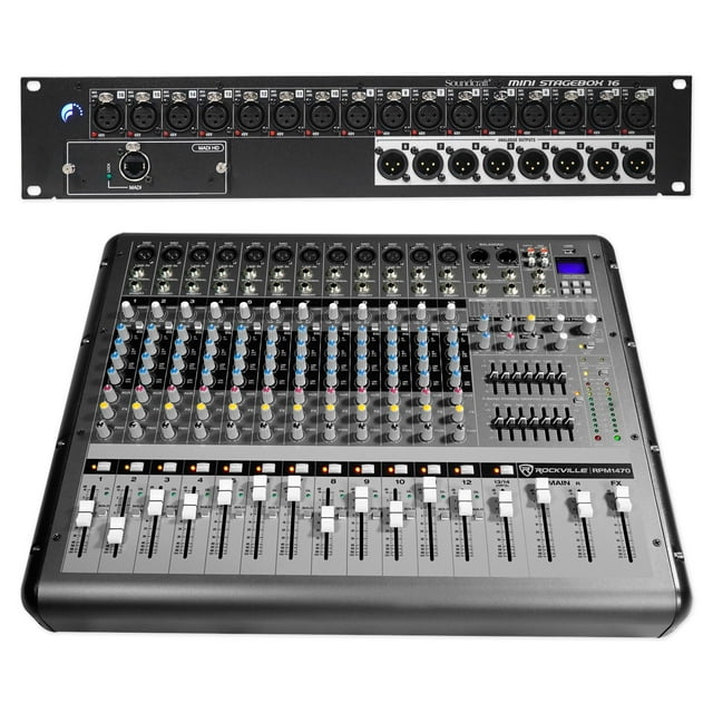 Soundcraft Mini Stagebox 16R 16x8+14-Channel 6000w Powered Mixer w/USB ...