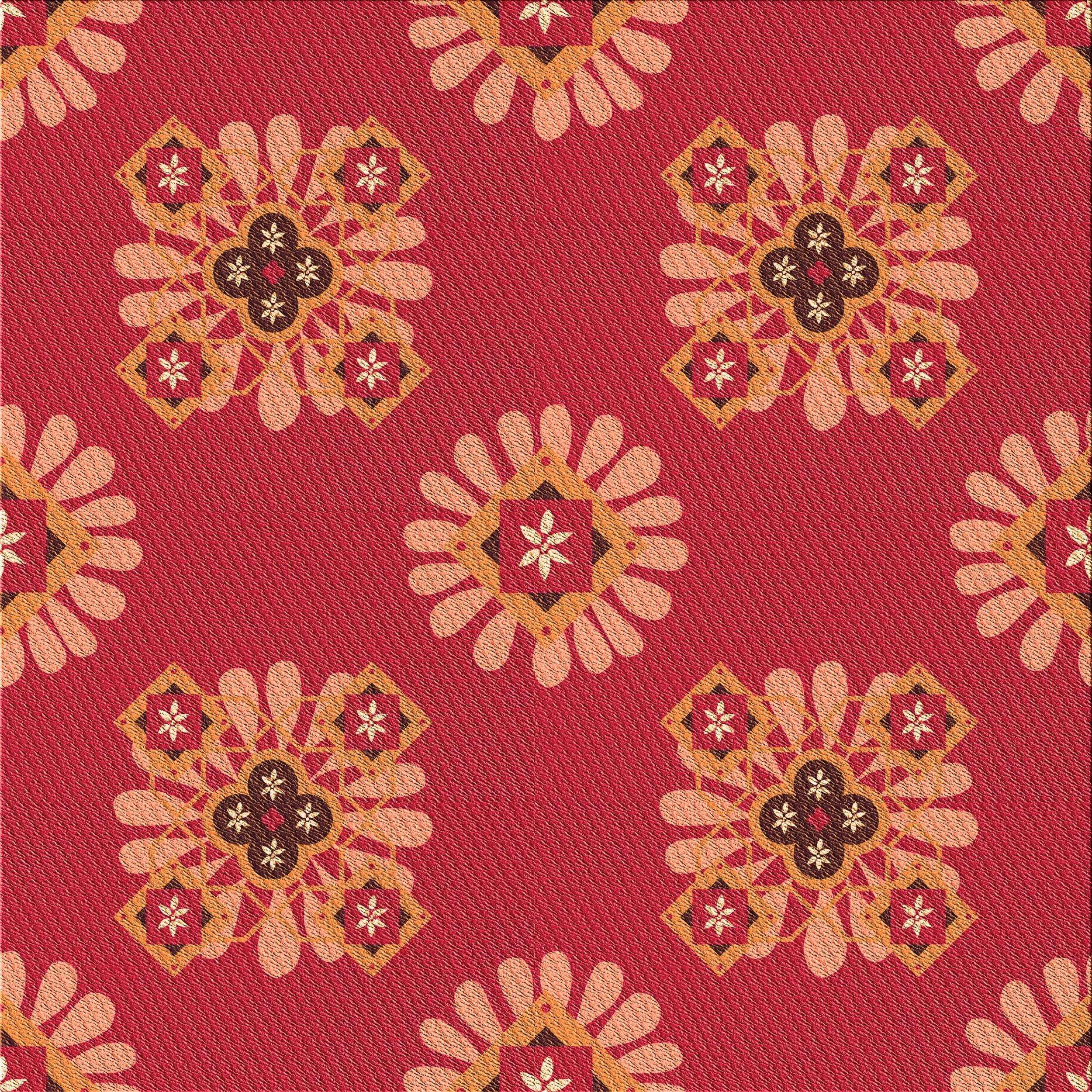 Ahgly Company Indoor Square Patterned Bright Orange Area Rugs, 5 ...