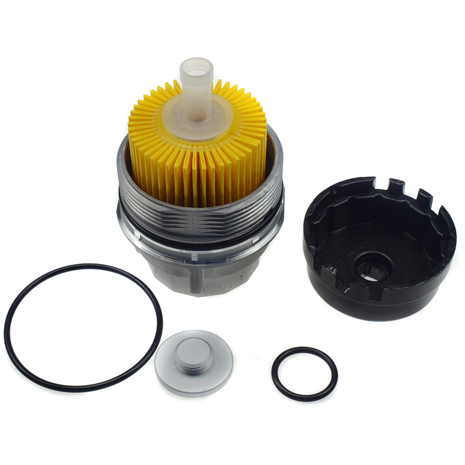 Oil Filter Housing Cap + Cap Plug + Wrench + Filter Kit for Toyota ...