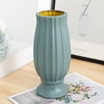 Ceramic Look Plastic Vase - Modern Ribbed Decorative Vase for Elegant ...