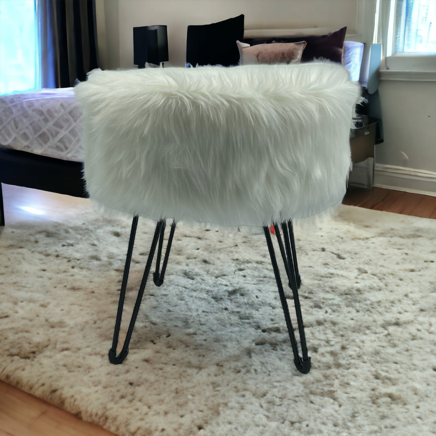Click here for Nola Home & Furniture Pixie Round Ottoman  Pouf  F... prices