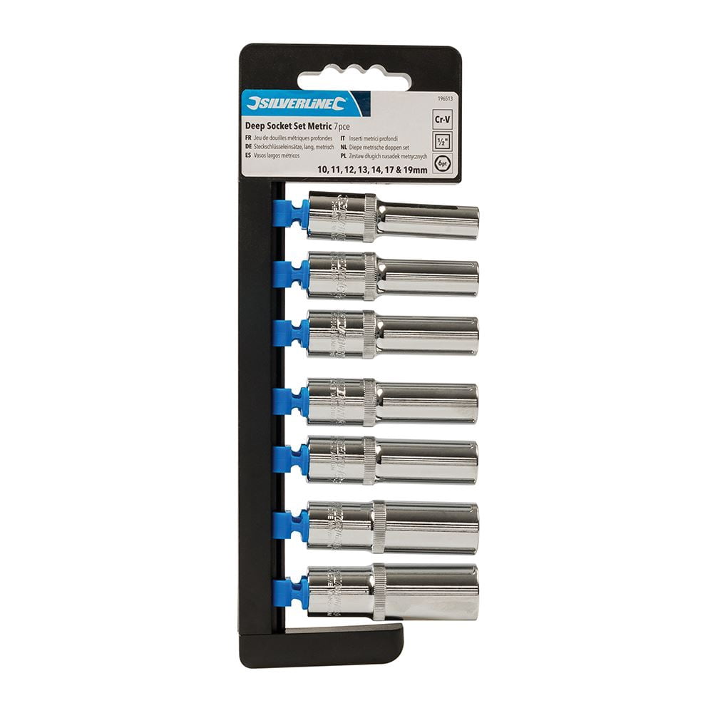 Silverline - Deep Socket Set 1/2" Drive 6pt Metric 7pce - 10 - 19mm ...