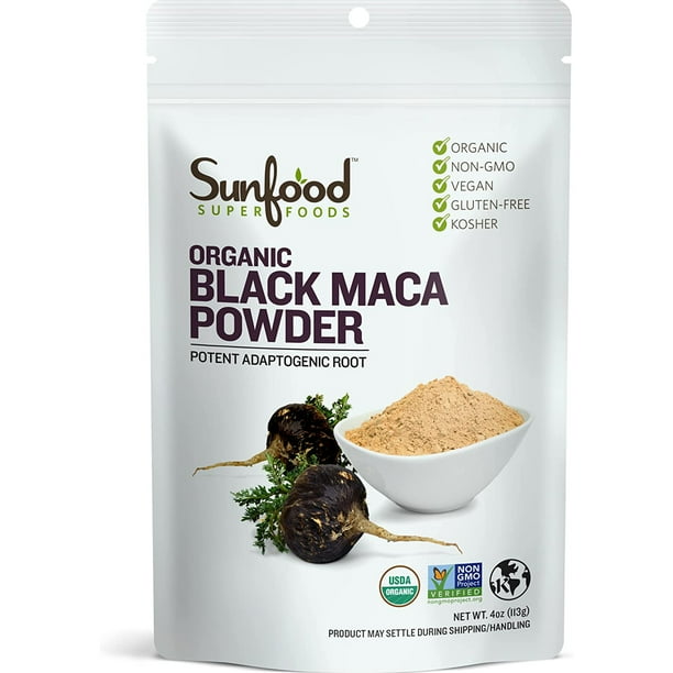 Sunfood Superfoods Black Maca Root Organic Superfood Powder with ...