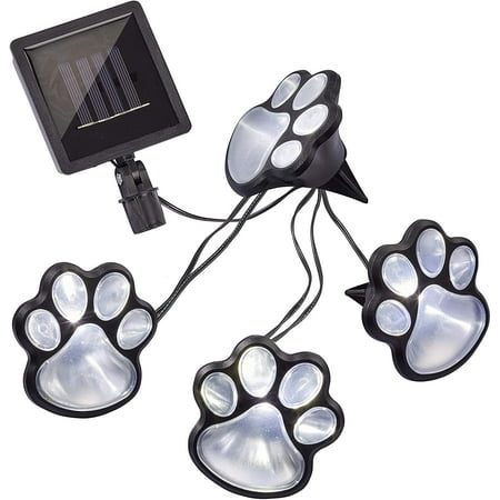 Solar Led String Lights Dog Paws 4 Leds Black Wire Outdoor Solar ...