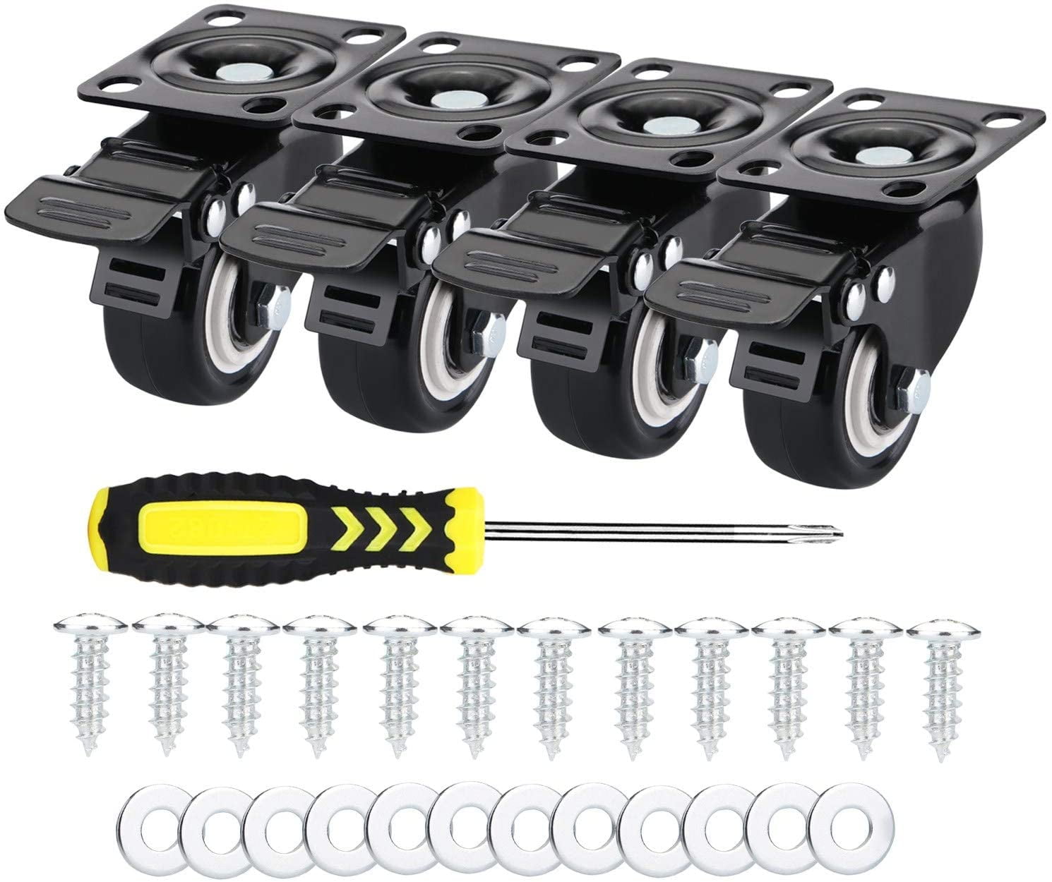 2’’ Caster Wheel with Brakes, AGPtek Heavy Duty 360 Degree Rotatable ...