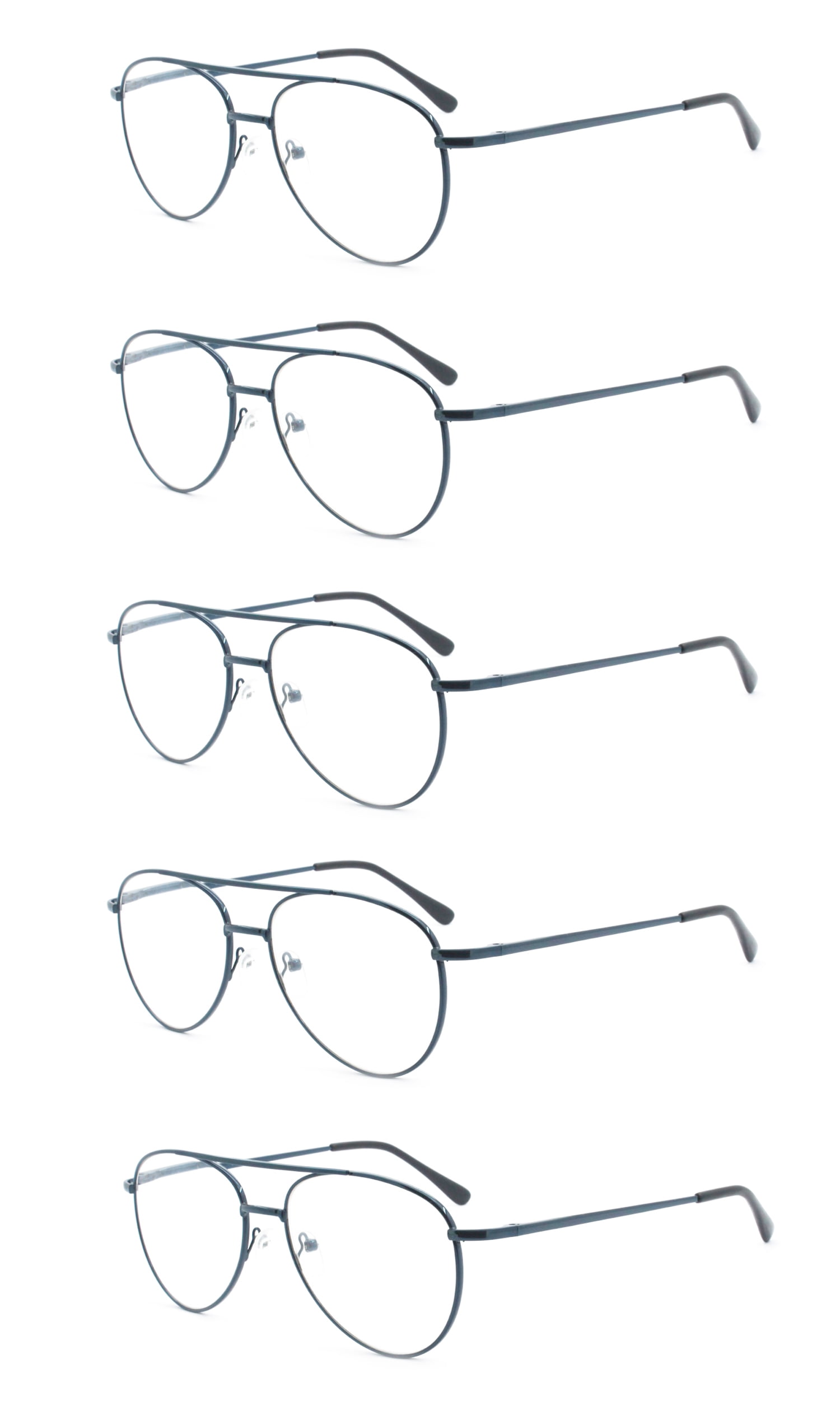 EYE ZOOM 5 Pack Metal Frame Aviator Style Reading Glasses with Spring ...