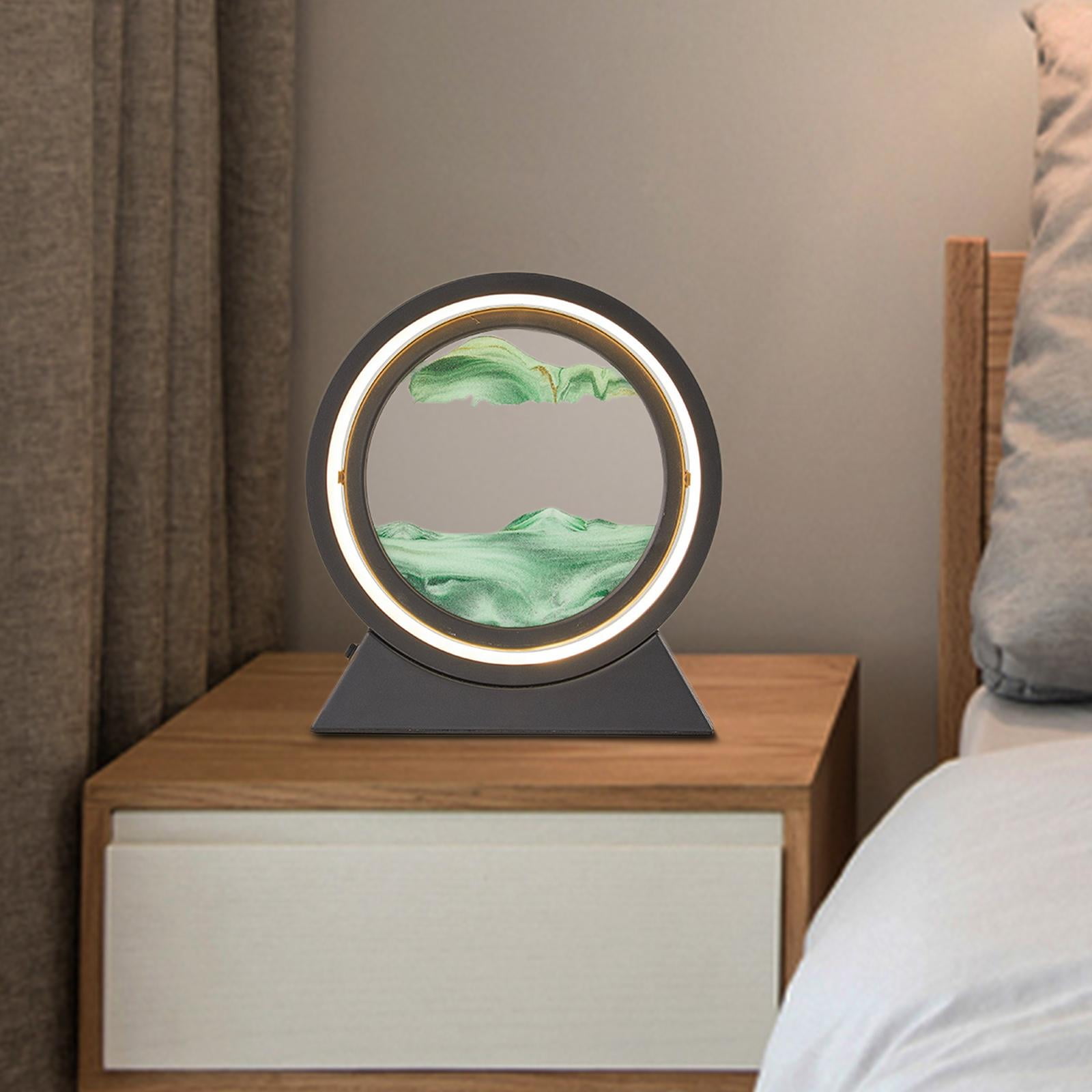 3D Flowing Sand Painting Night Light Hourglass Table Lamp Desktop USB ...