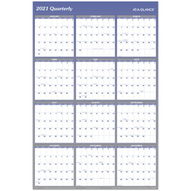 AT-A-GLANCE 2022 36" x 24" Yearly Calendar Reversible Blue A1102-22 ...