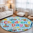 Cartoon 3FT Round Area Rugs Watercolor Truck Funny Sun Cat Colorful ...