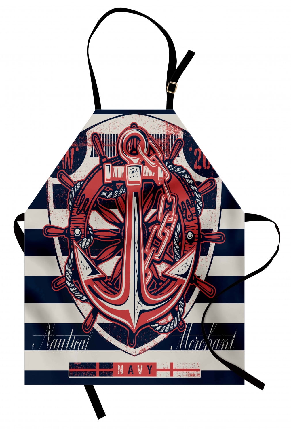 Anchor Apron Marine Symbol Design Rudder Rope Anchor Chain Navy Striped ...