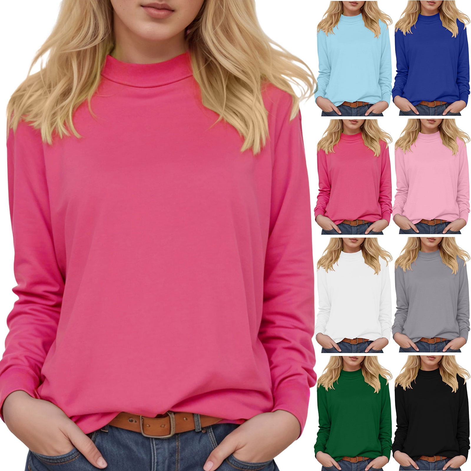Click here for Felwors Mock Neck Tops For Women Long Sleeve Basic... prices
