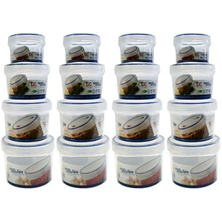 Set of 16 Lock & Store Spin Food Storage Containers! 4 Assorted Sizes ...