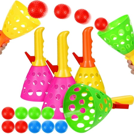 6 Pieces Catch Launcher Baskets with 9 Balls, Catch Ball Game for Fun ...