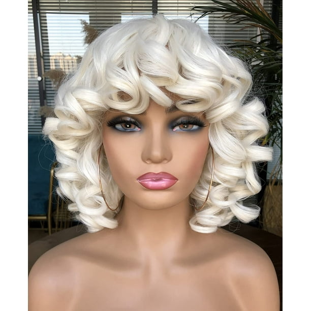 Annivia Curly Afro Wigs With Bangs Short Kinky Curly Wigs For Black