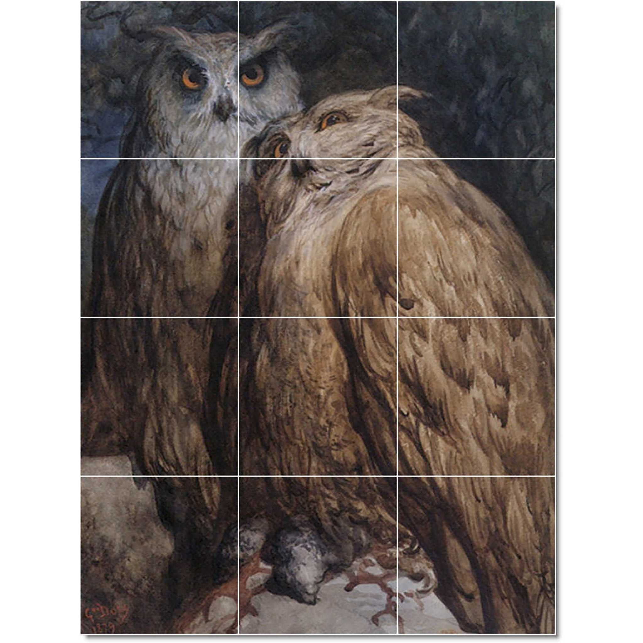 Ceramic Tile Mural-Gustave Dore Birds Painting 28. 24" w x 32" h using ...