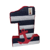 APINATA4U 20" Tall Nautical Number One Pinata Navy Blue White & Red ...