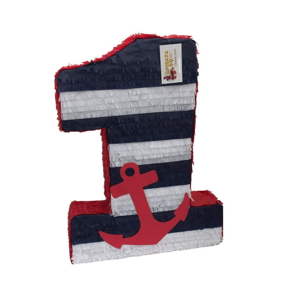 20" Tall Nautical Number One Pinata Red Anchor Nautical Themed First ...