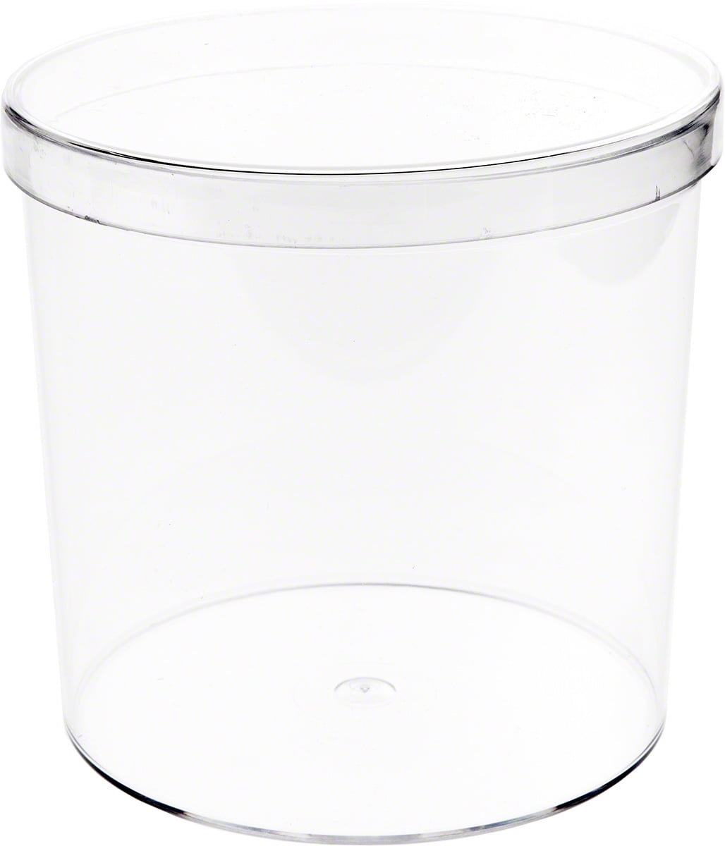 Pioneer Plastics 190C Clear Round Plastic Container, 5.125" W x 5.125 ...
