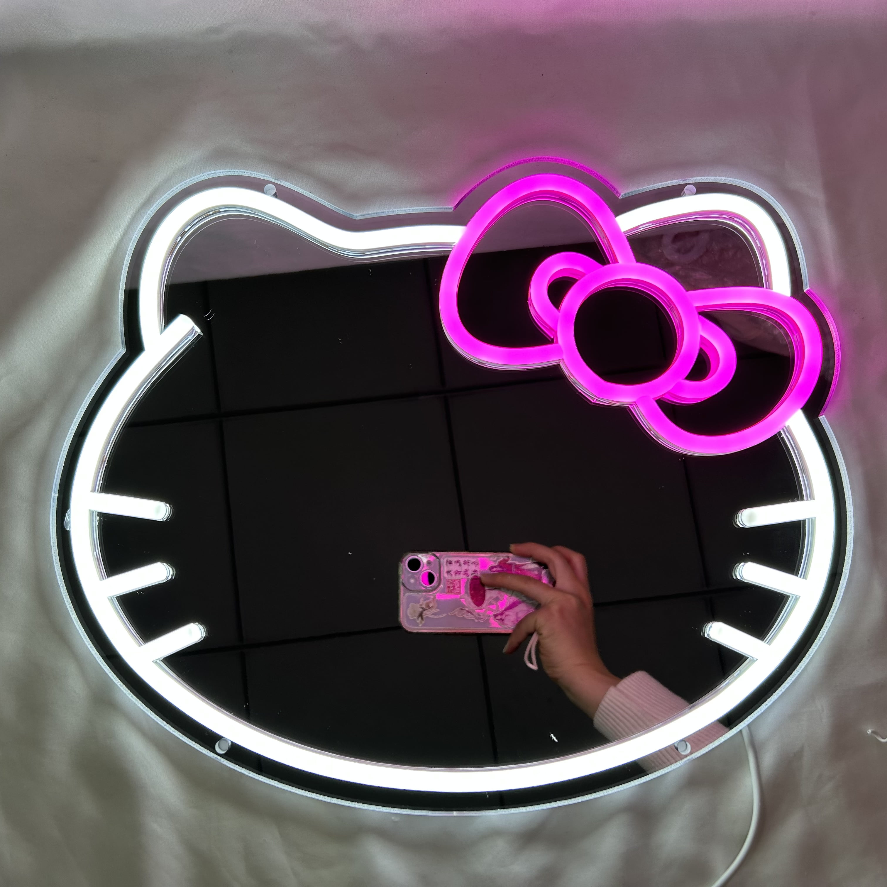 Espejo de Hello Kitty personalizado, señal de neón, espejo acrílico ...