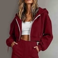 AHTJRT Zip-Up Sweatshirts for Women Long Sleeve Drawstrings Cropped ...