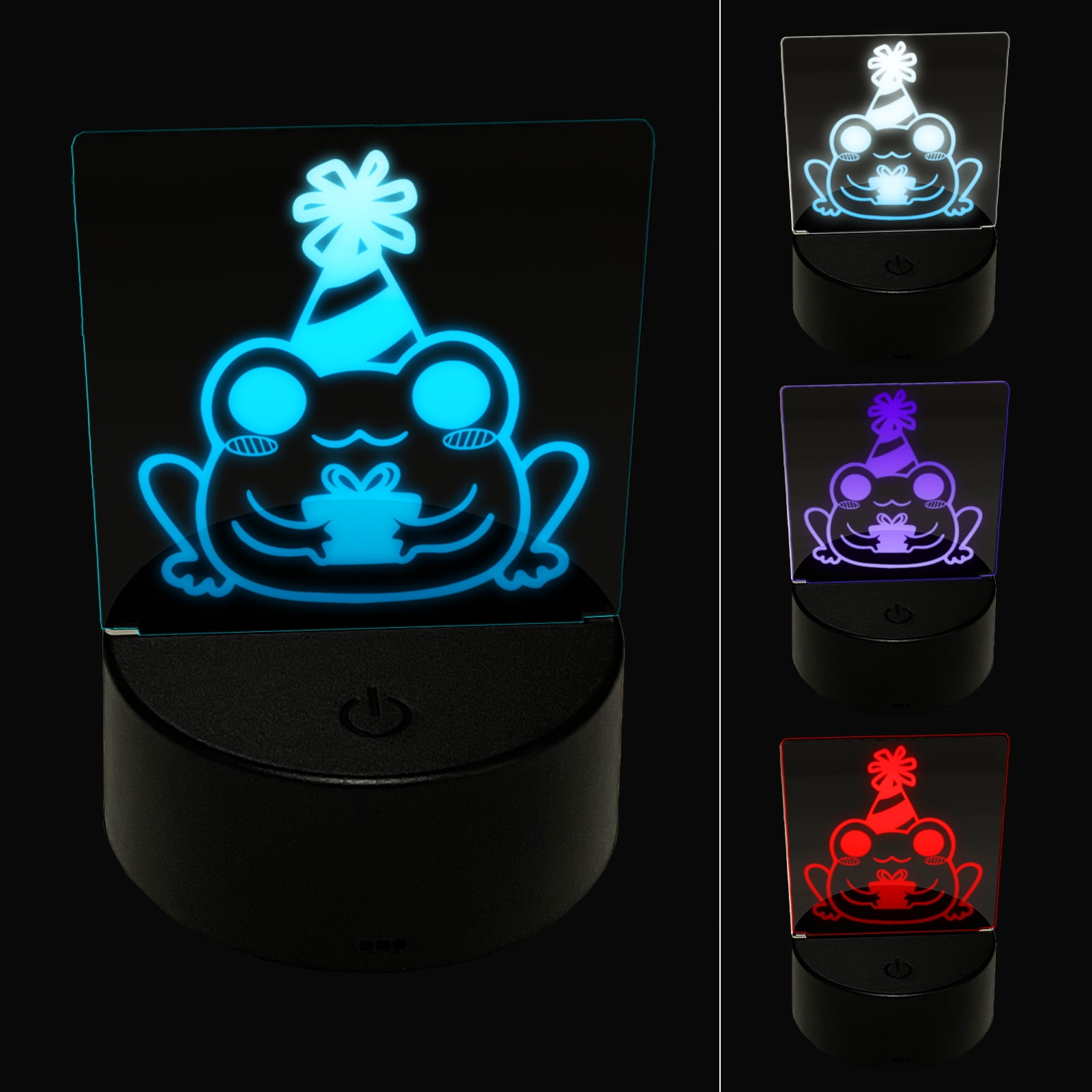 Delightful Kawaii Chibi Birthday Frog Toad Holding Gift LED Night Light ...