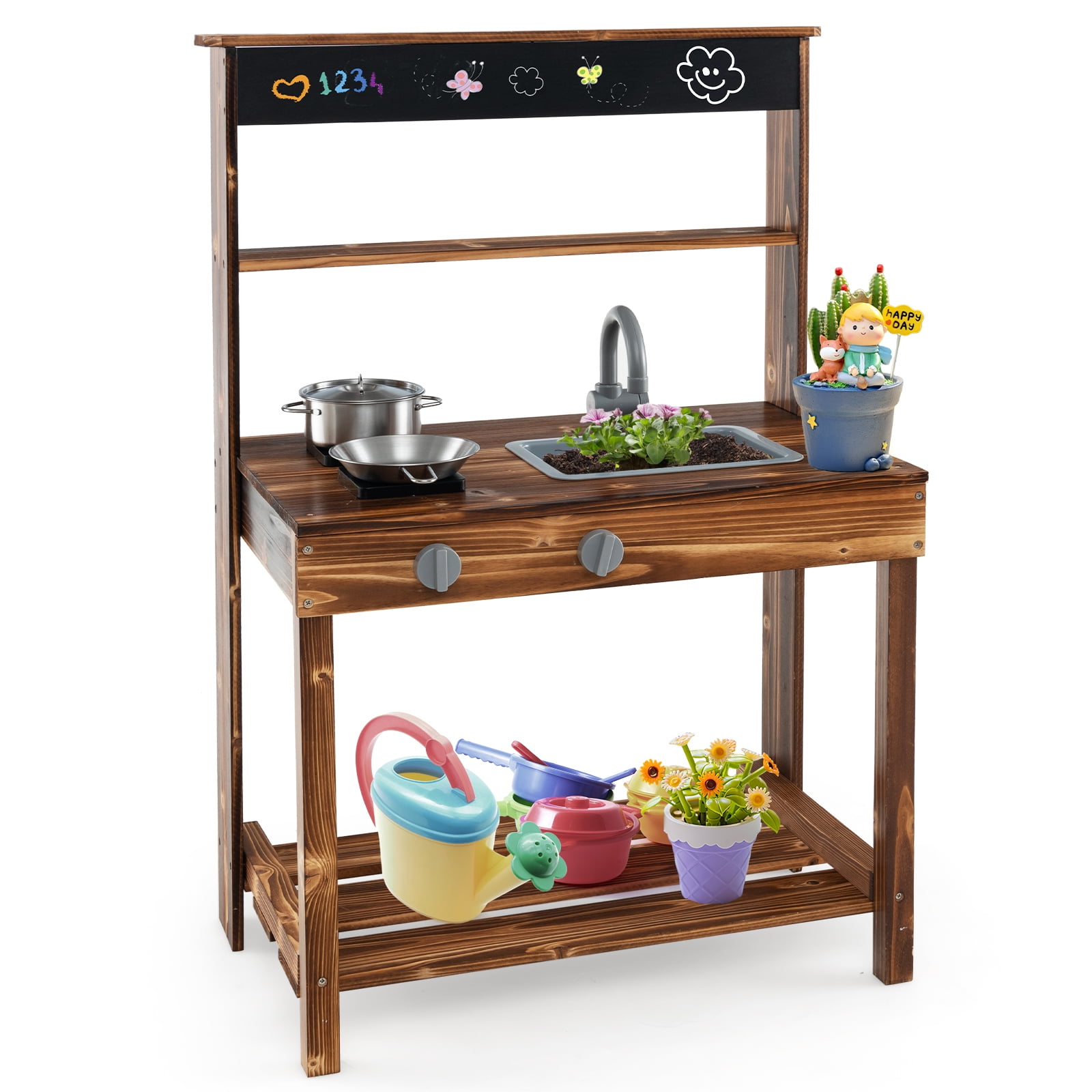 Click here for Costway Kids Mud Kitchen Play Kitchen With Blackbo... prices