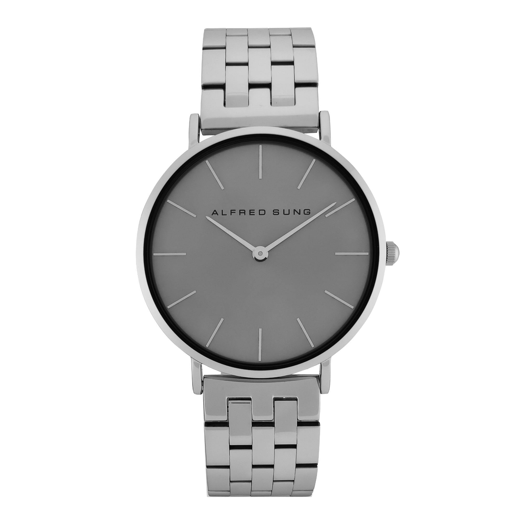 Click here for Alfred Sung Mens Seger Silver Grey Dial Link Watch prices