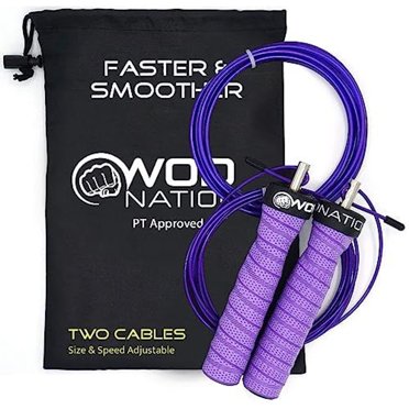 WOD Nation Adjustable Attack Speed Jump Rope for Men and Women, Purple ...