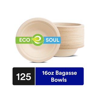 ECO SOUL 100% Compostable 12 oz Bagasse Bowls, 50 counts | Heavy-Duty ...