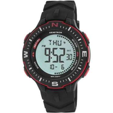 Men's Black Dial And Orange Accents Chronograph Watch, Black Resin ...