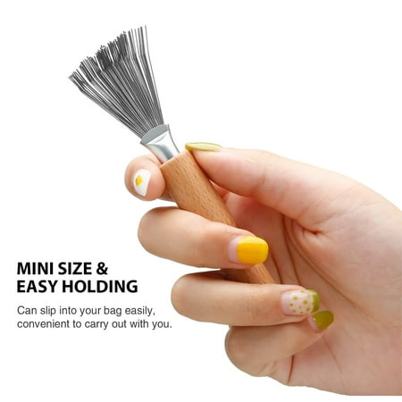 Mini Comb Cleaner with Metal Wire Rake and Wooden Handle Great for Hair ...
