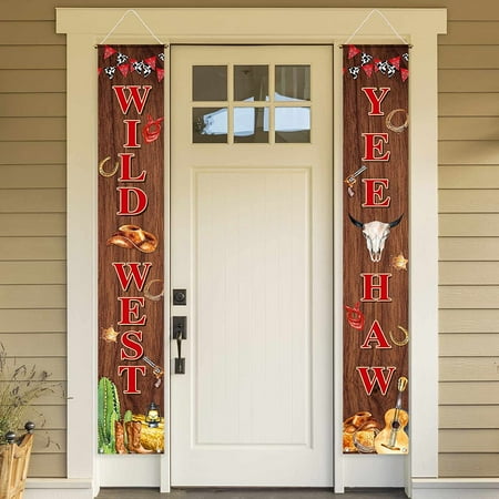 cueiha Western Cowboy Yee Haw Theme Porch Sign Door Cover Banner for ...