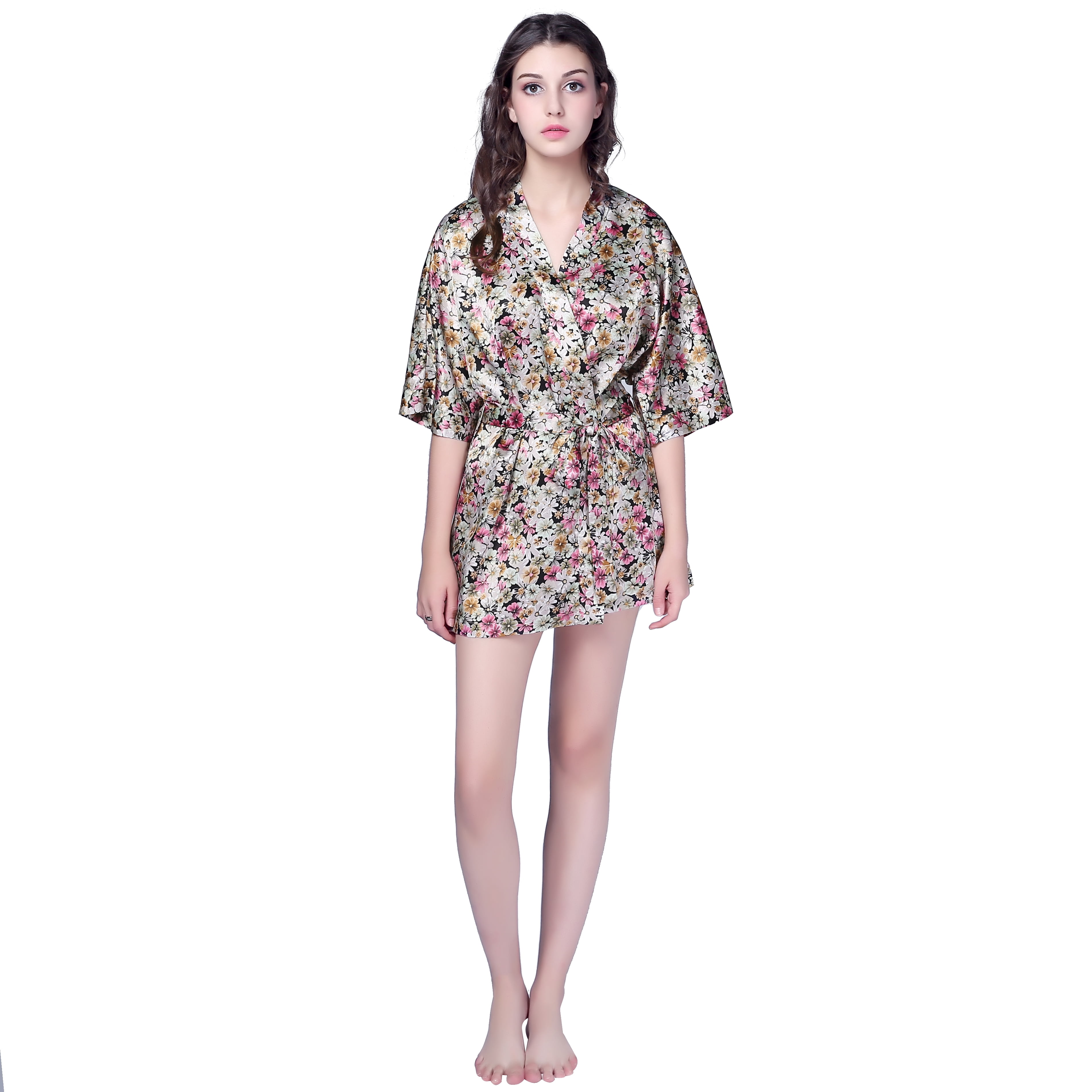 Richie House Women's Satin Print Bathrobe RHW2722 - Walmart.com